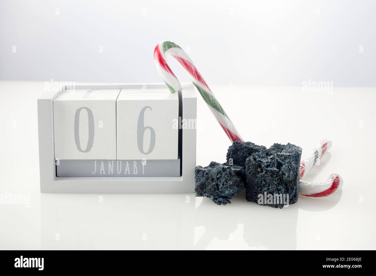 The Befanas sweet coal and candy. Italian Epiphany day tradition Stock ...