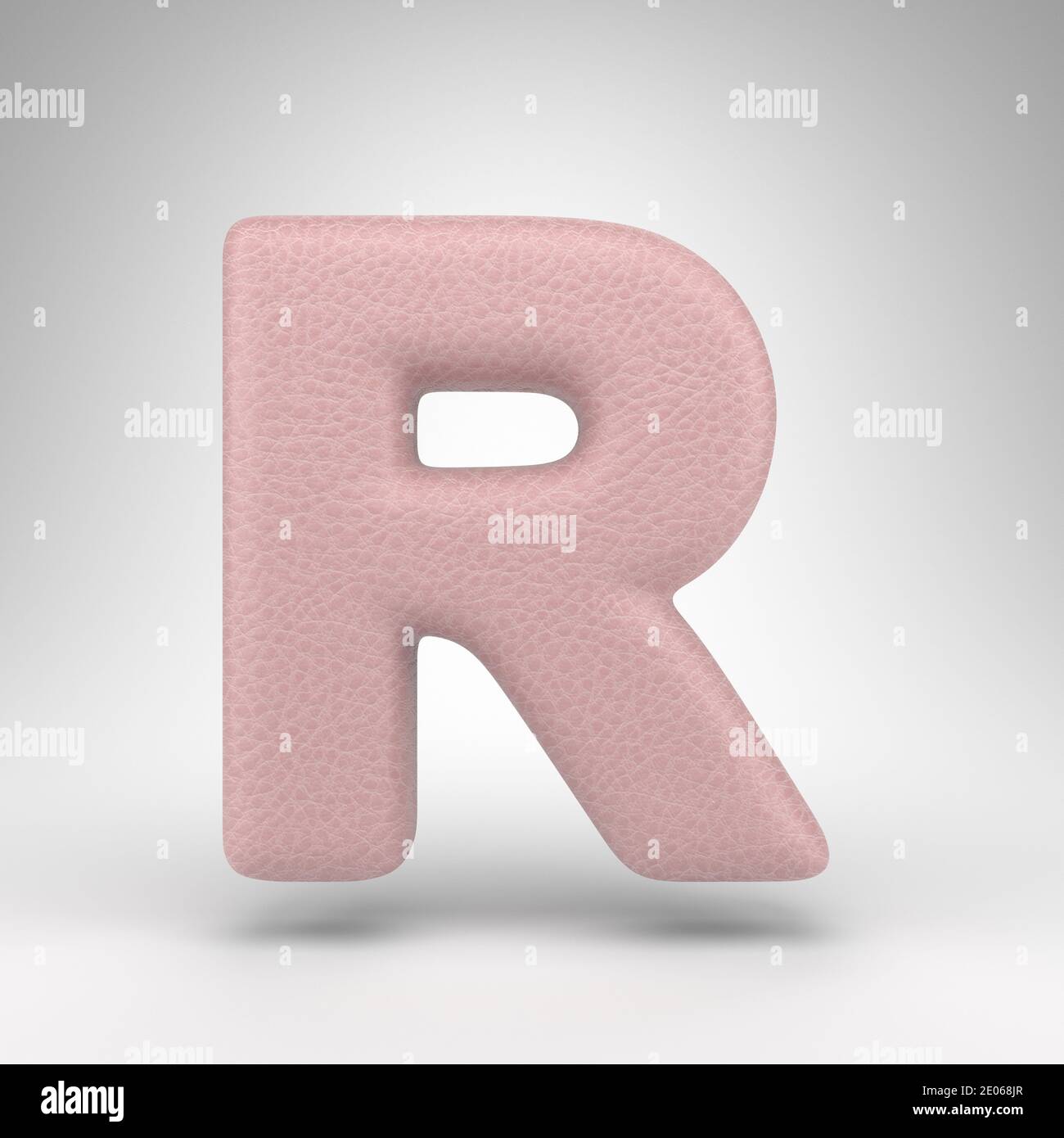 Letter R uppercase on white background. Pink leather 3D rendered font ...