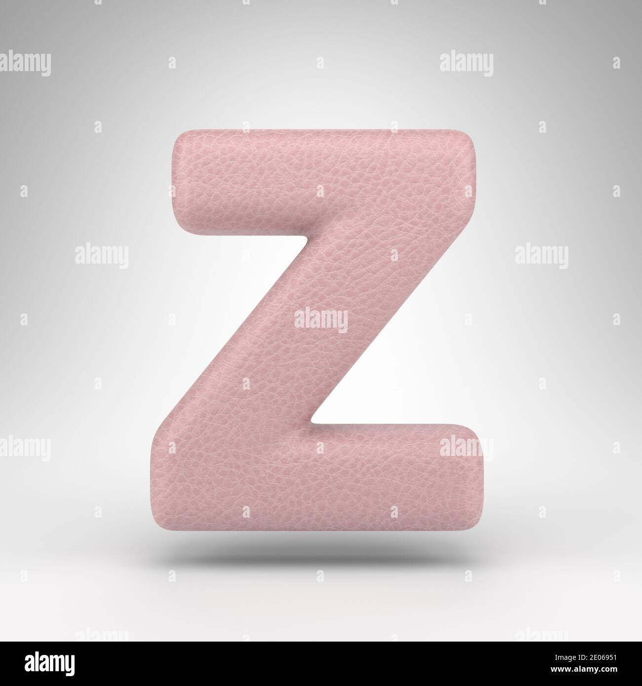 Letter Z uppercase on white background. Pink leather 3D rendered font ...