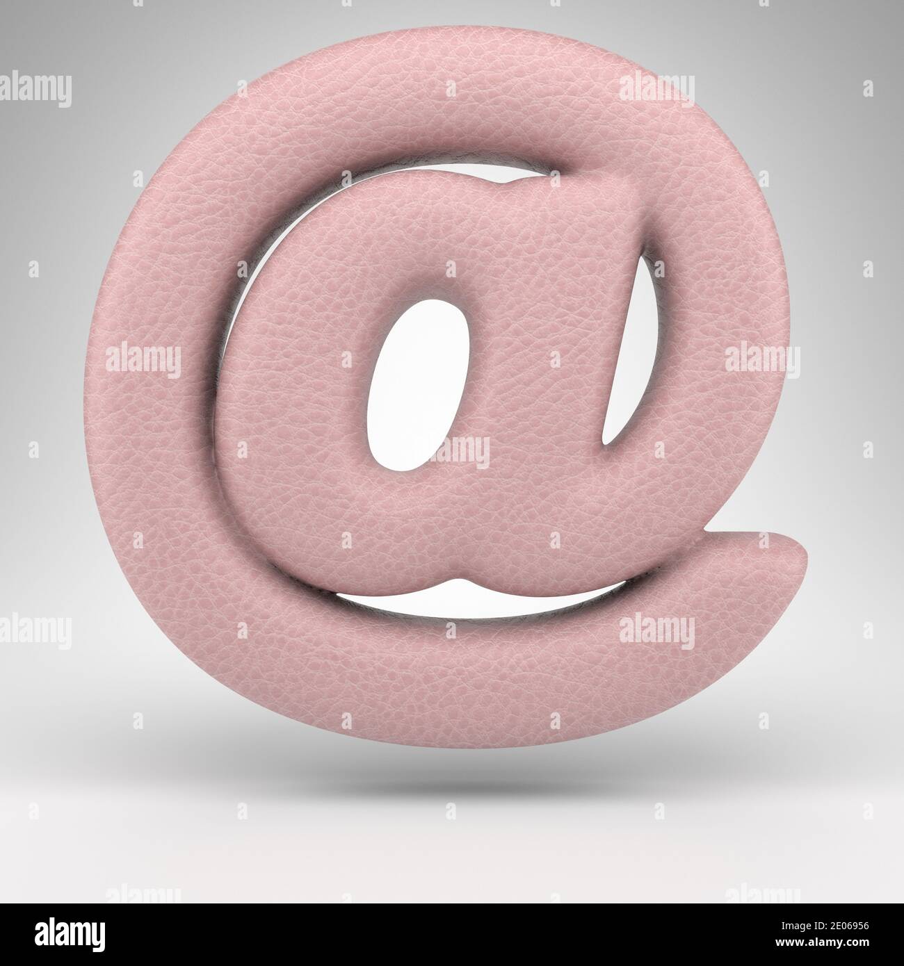 AT symbol on white background. Pink leather 3D rendered sign with skin ...