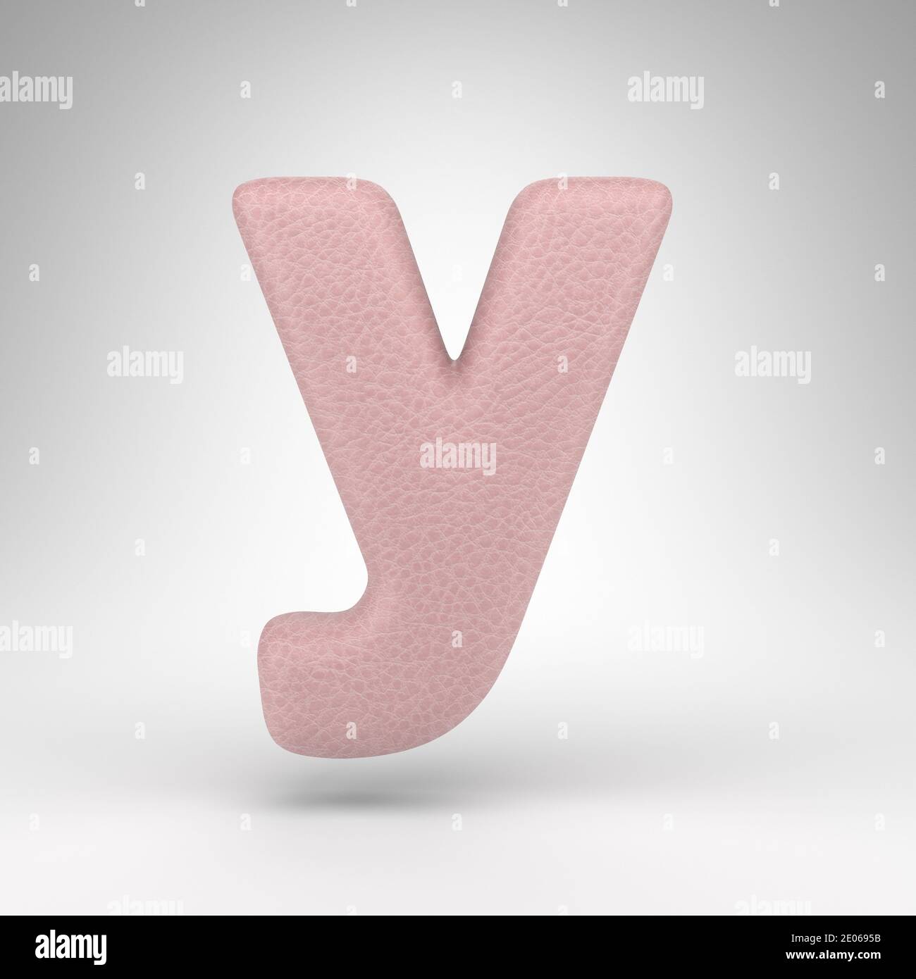 Letter Y lowercase on white background. Pink leather 3D rendered font ...