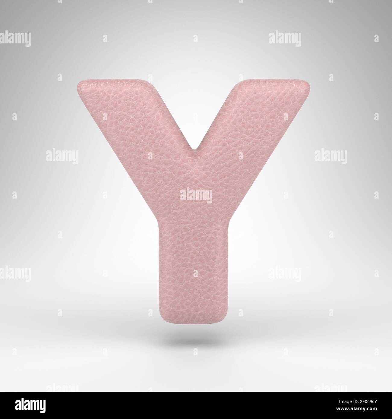 Letter Y uppercase on white background. Pink leather 3D rendered font ...