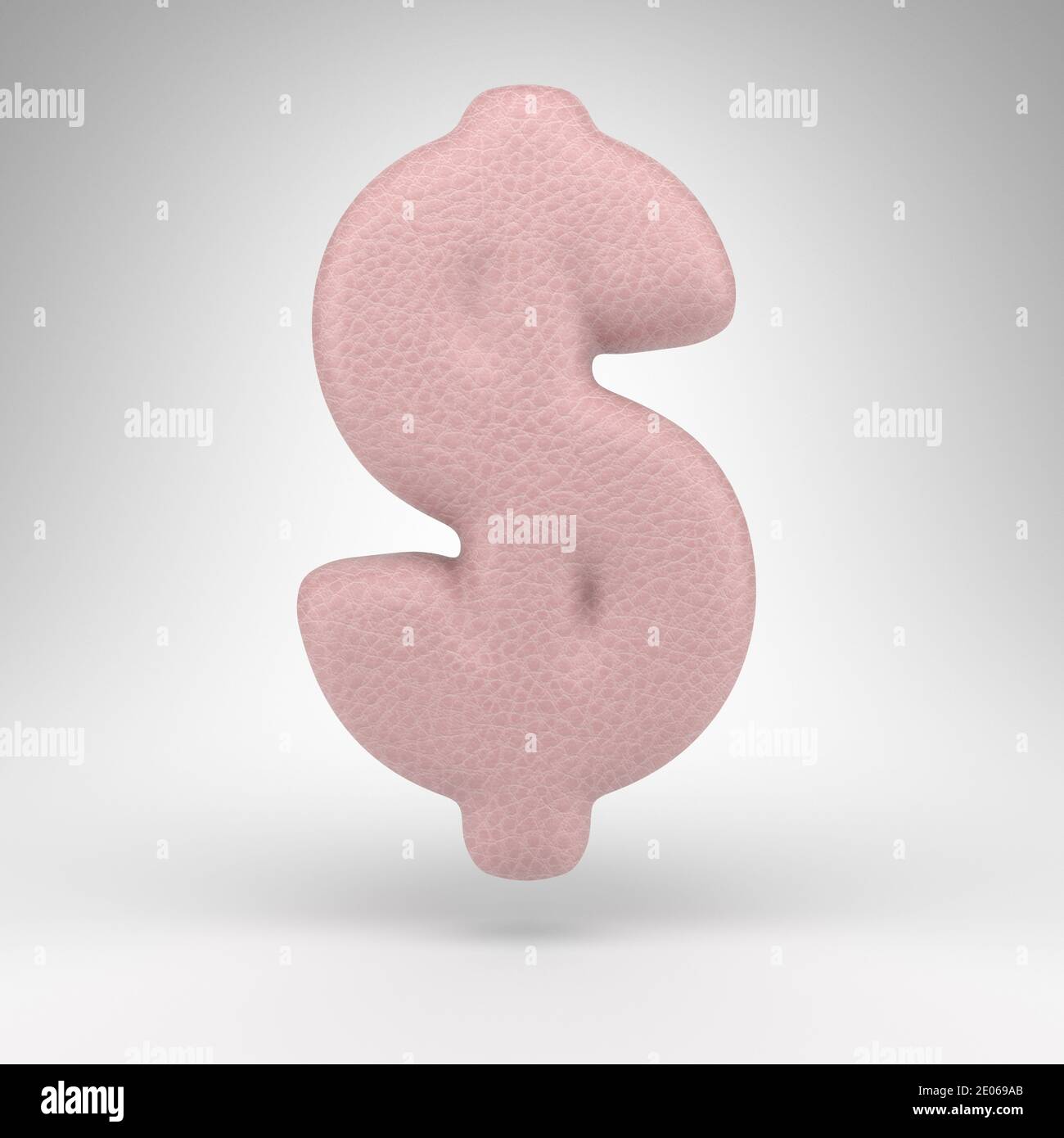 Dollar symbol on white background. Pink leather 3D rendered sign with ...