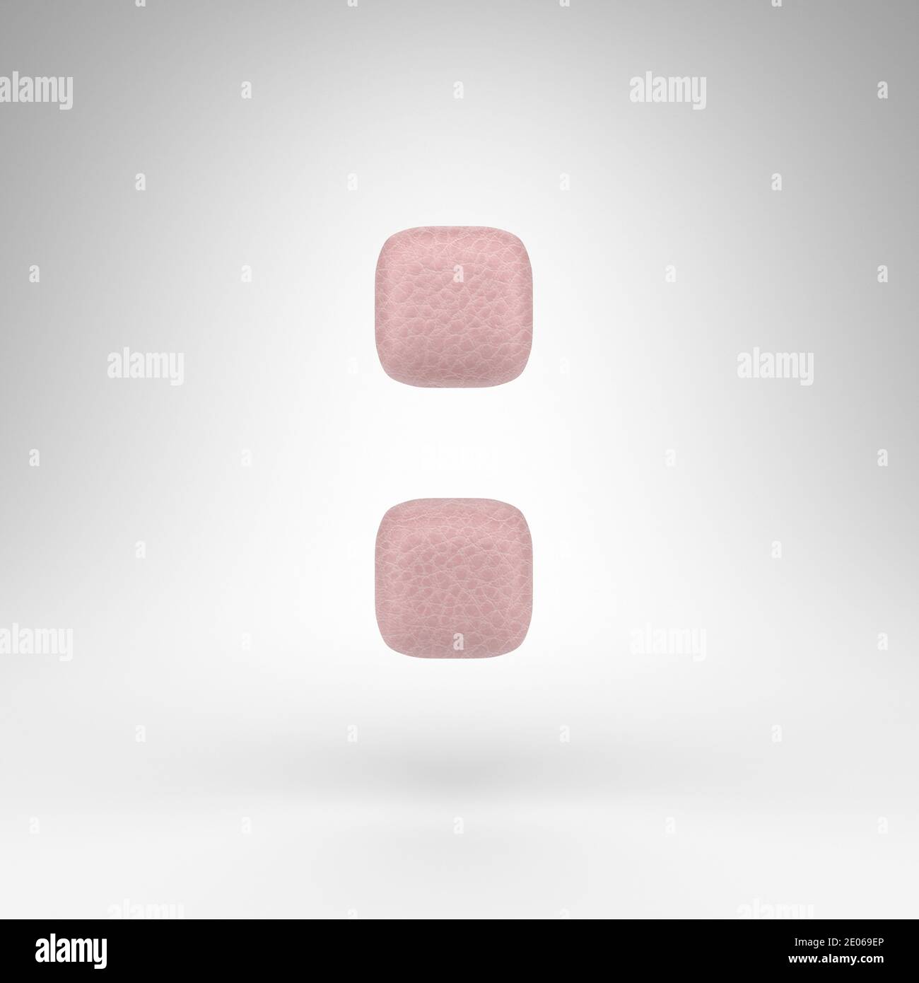 Colon symbol on white background. Pink leather 3D rendered sign with ...