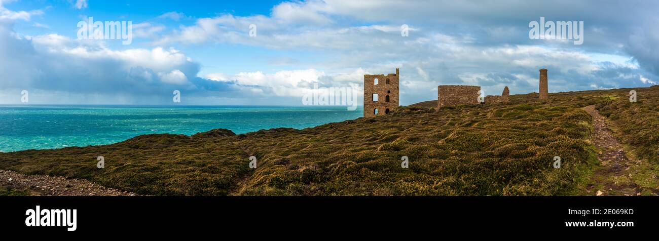 Panorama of Wheal Coates, Chapel Porth Mine, St. Agnes, Cornwall ...