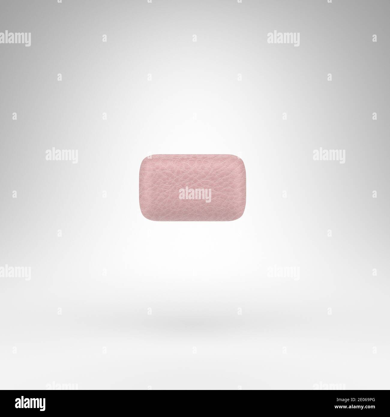 Minus symbol on white background. Pink leather 3D rendered sign with ...