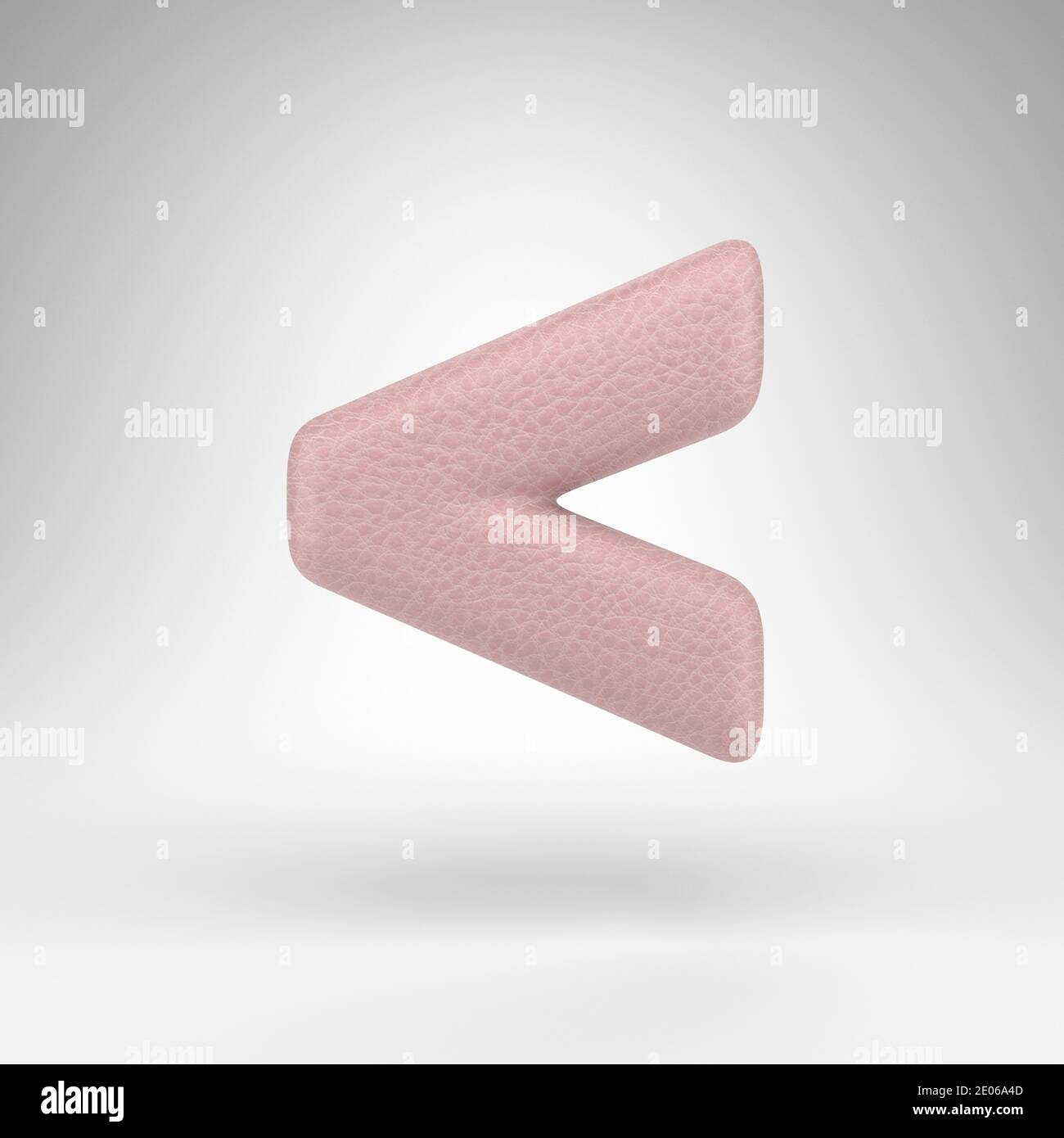 Less than symbol on white background. Pink leather 3D rendered sign ...