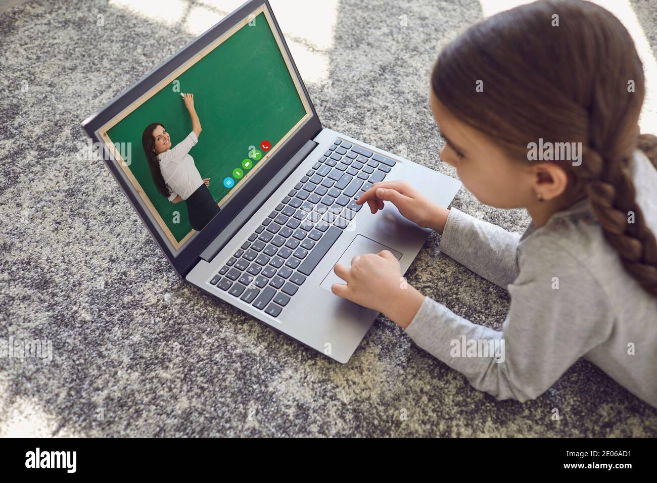 Teaching children education online. A child makes a lesson lecture at ...