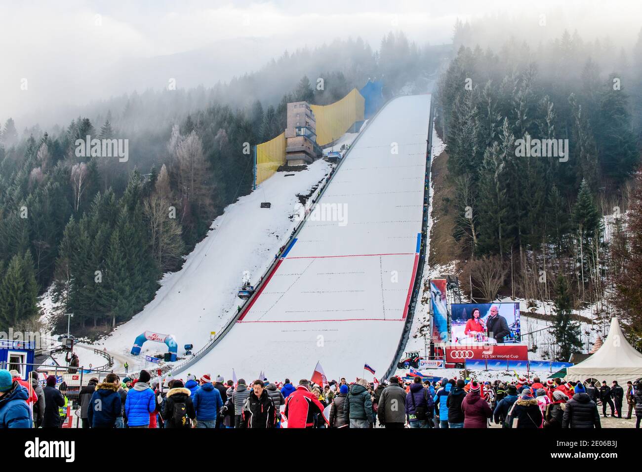 bad mitterndorf, austria, 13 jan 2018, ski flying at ski jumping hill ...