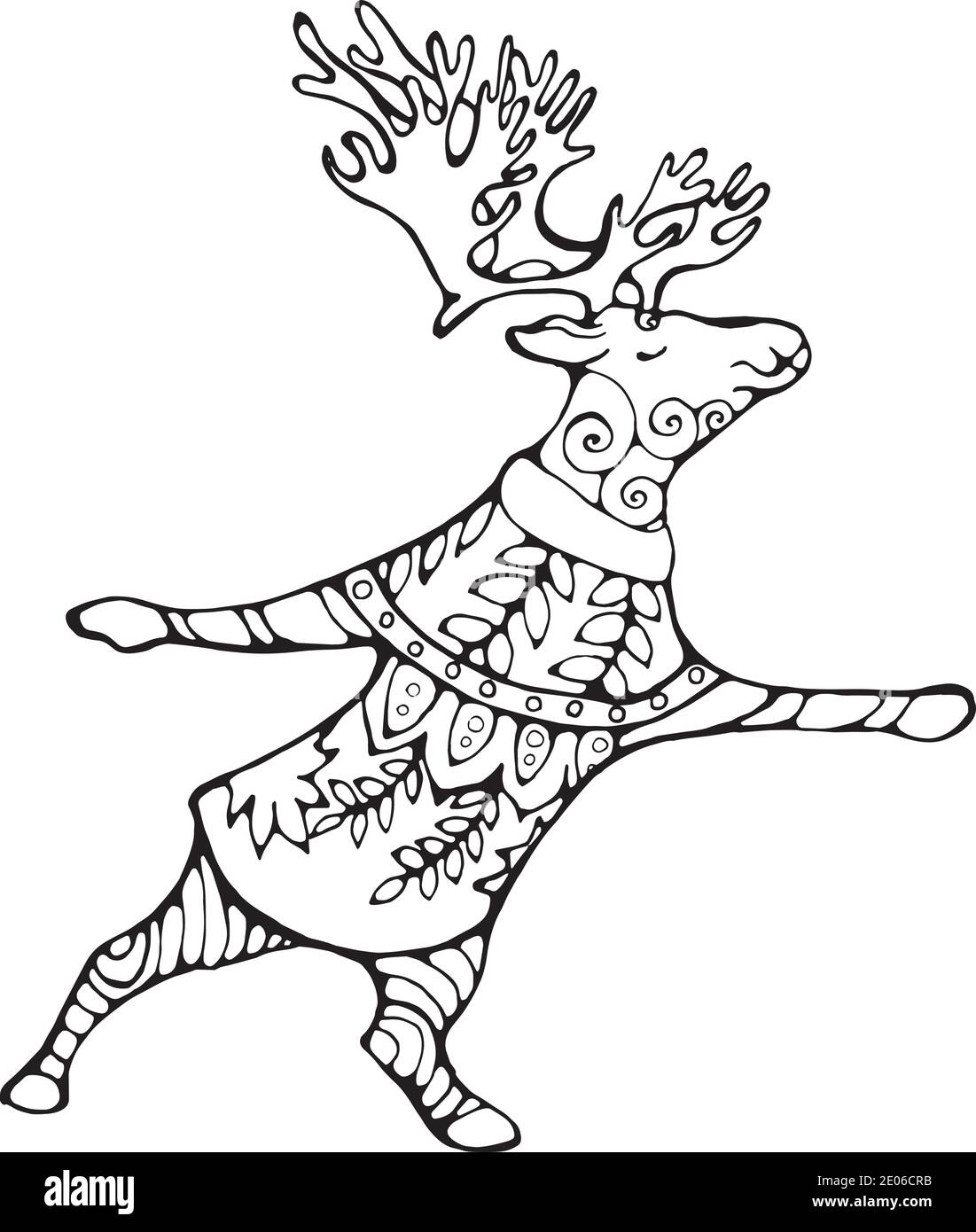 Elk with horns in inspired yoga dancing pose in a floral sweater Stock ...