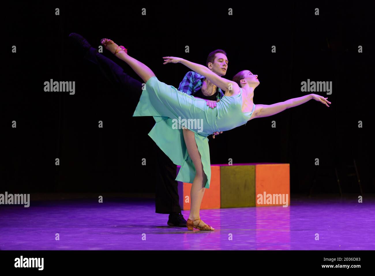 dancers a man and a woman perform in a theater on stage in a dance ...