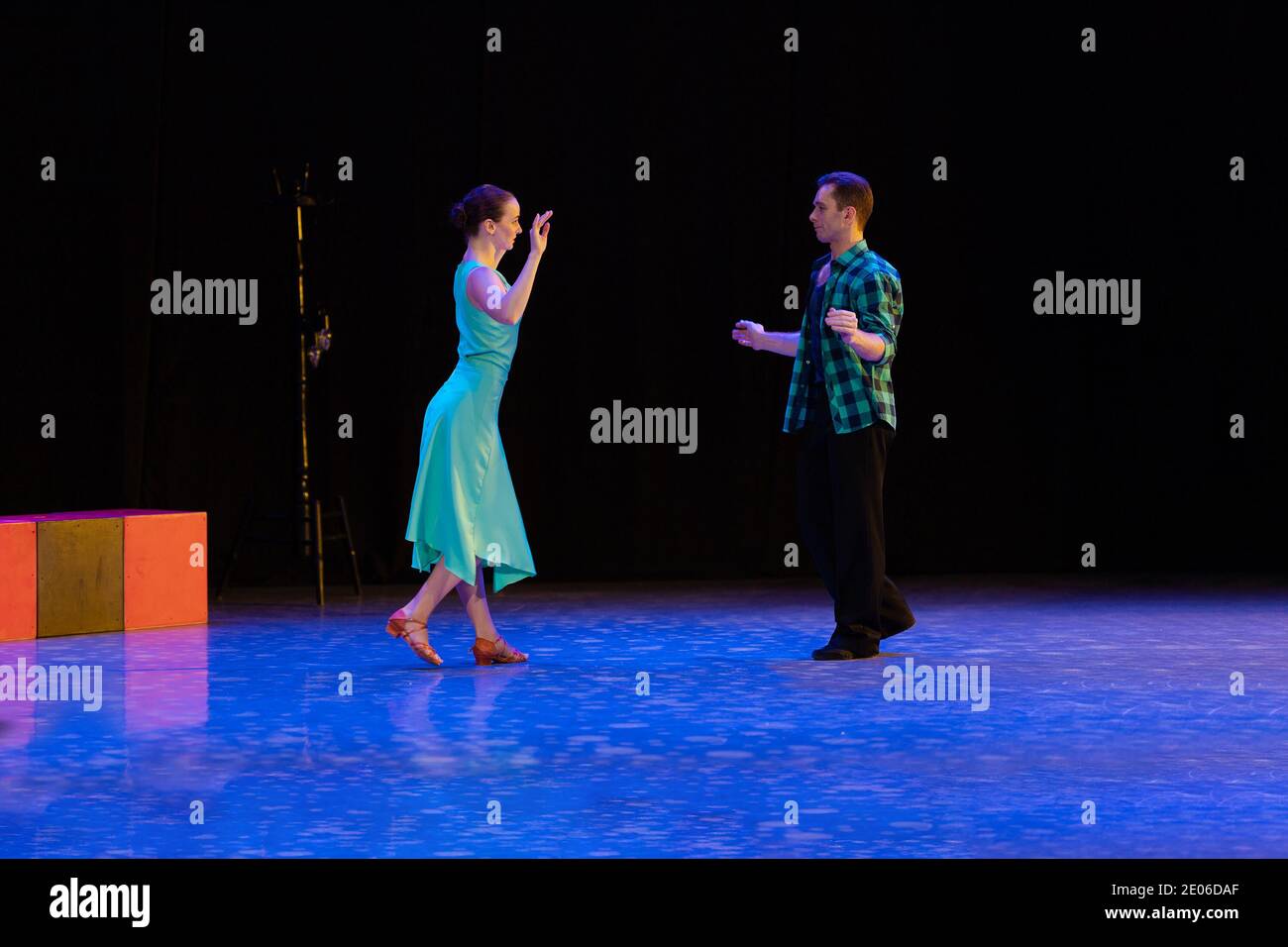 dancers a man and a woman perform in a theater on stage in a dance ...