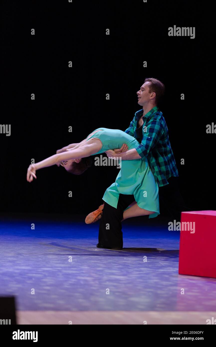 dancers a man and a woman perform in a theater on stage in a dance ...