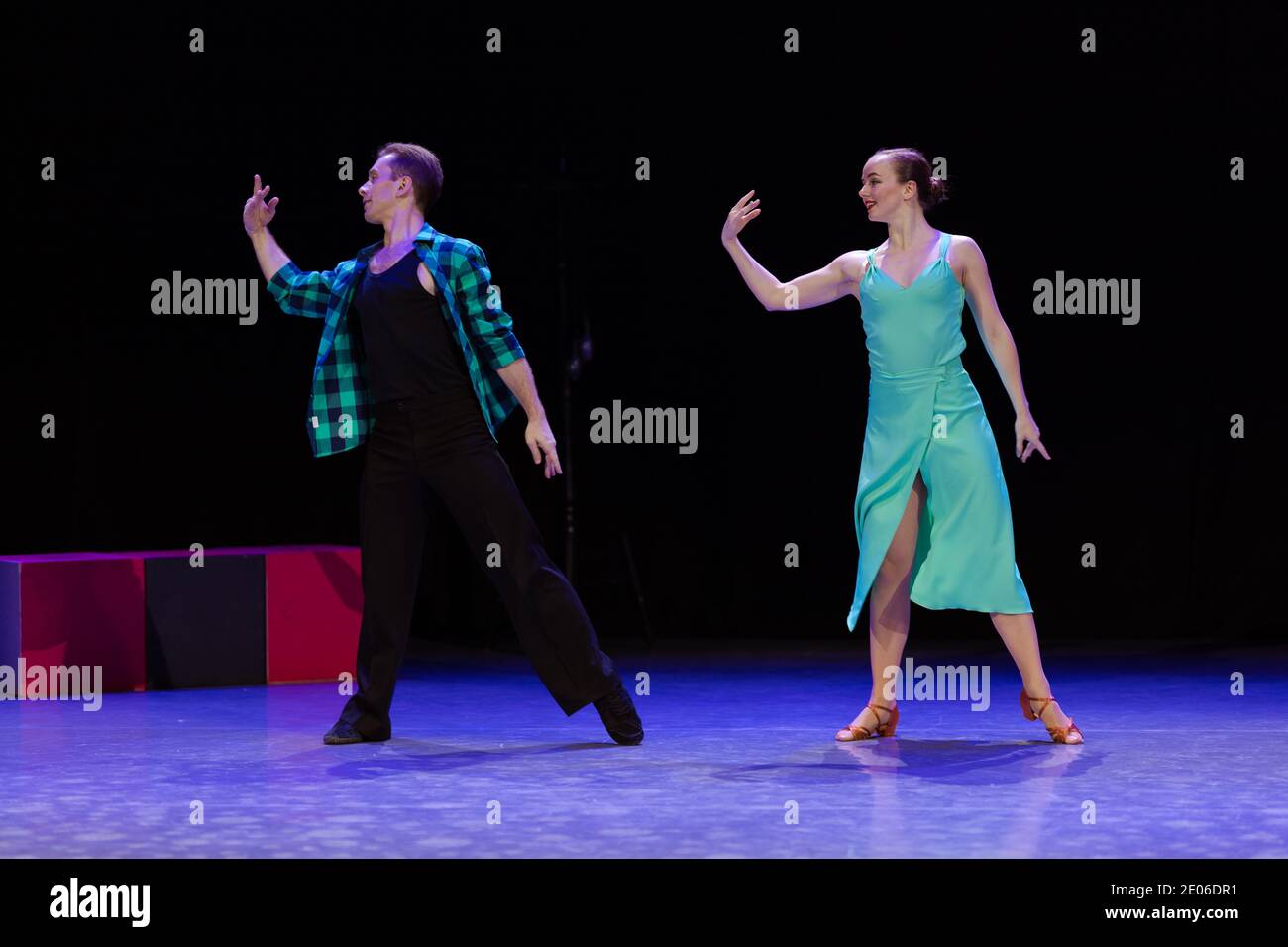 Dancers actors perform in the theater on stage in a dance show Stock ...