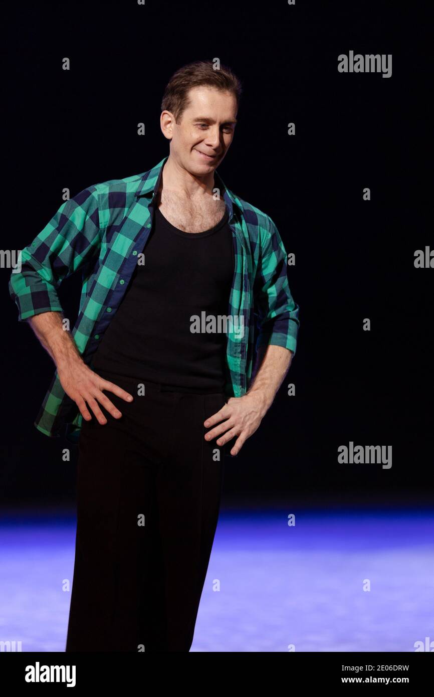 Actor dancer young man performs in the theater on stage in a dance ...