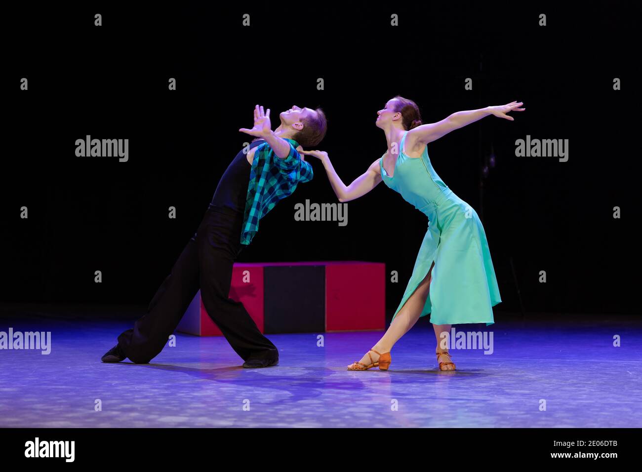 Dancers actors perform in the theater on stage in a dance show Stock ...
