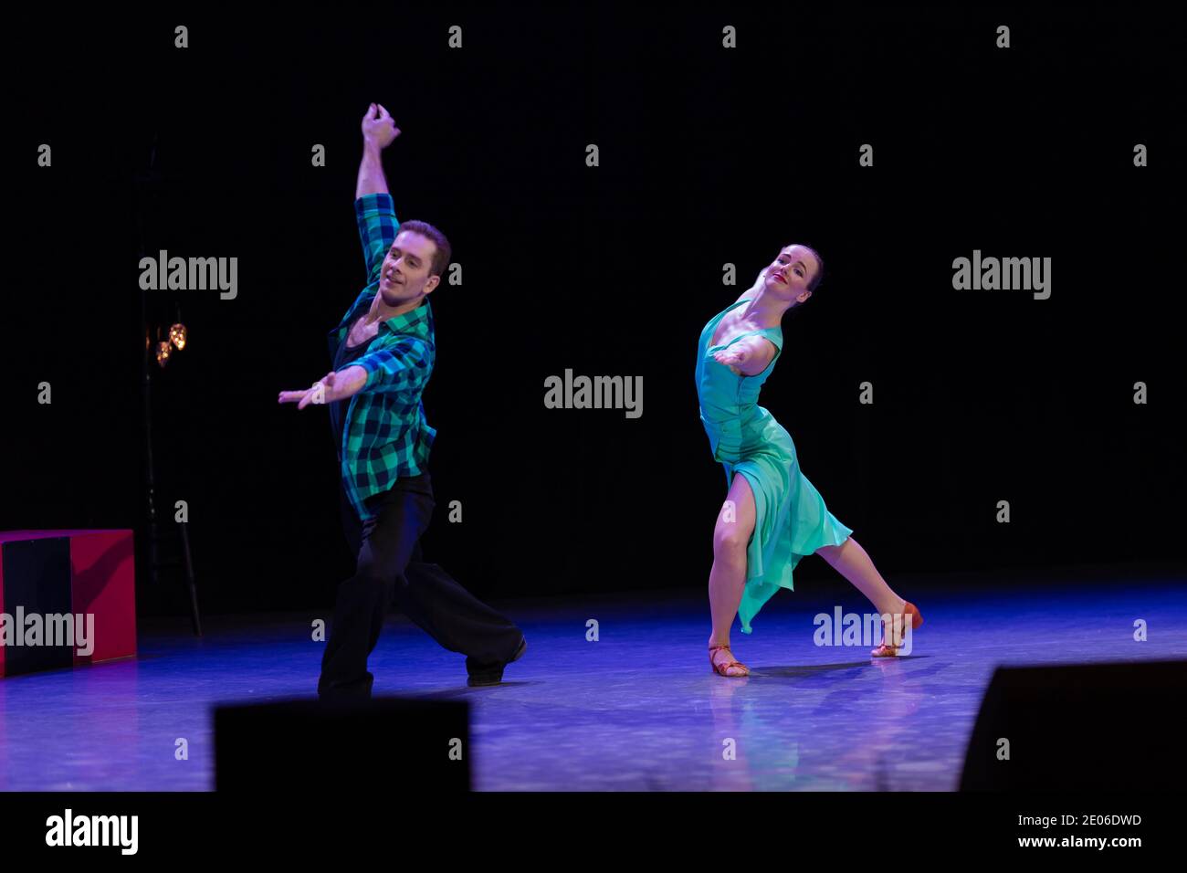 Dancers actors perform in the theater on stage in a dance show Stock ...