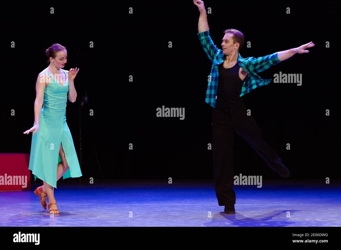 Dancers actors perform in the theater on stage in a dance show Stock ...