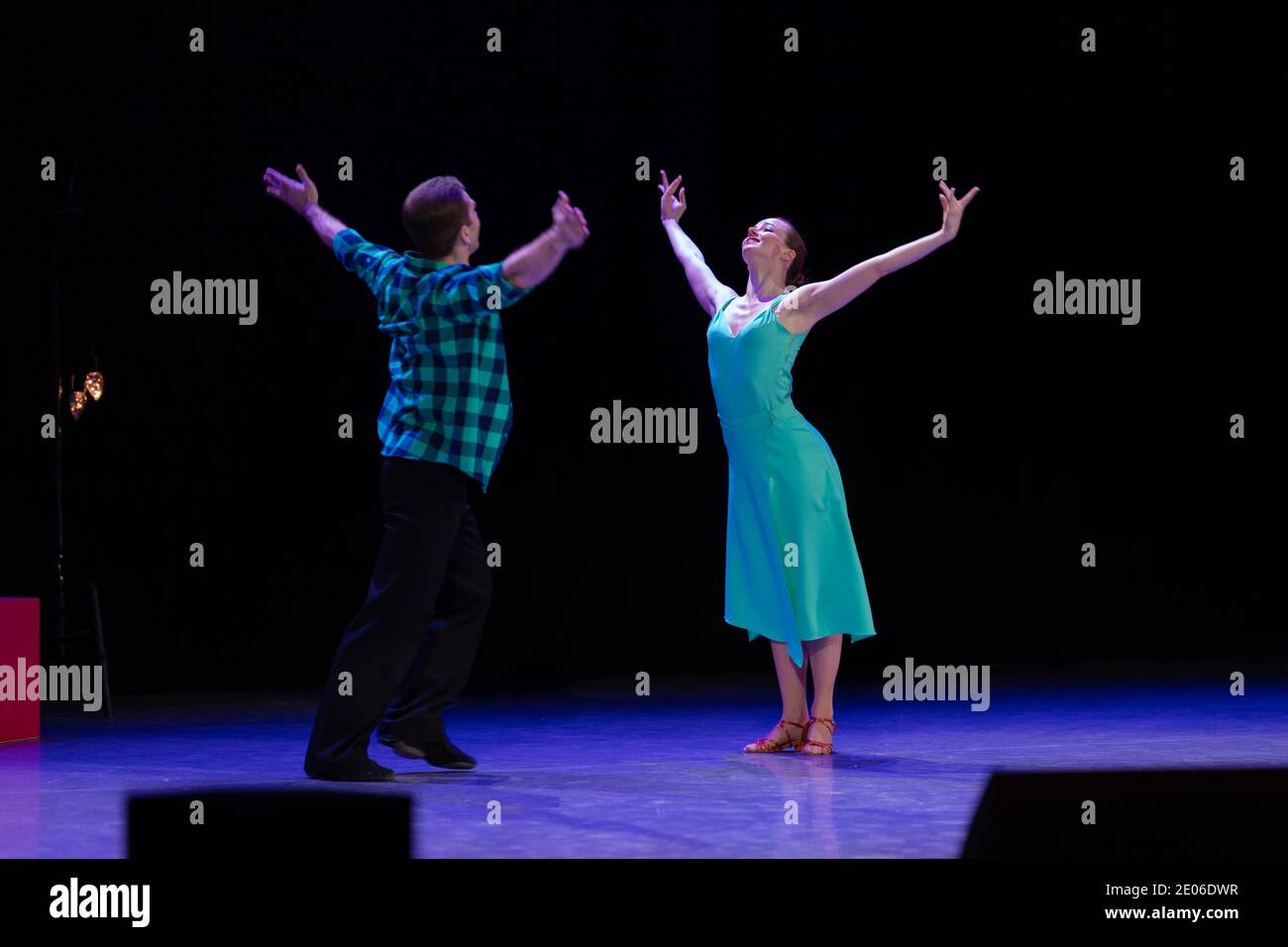 Dancers actors perform in the theater on stage in a dance show Stock ...