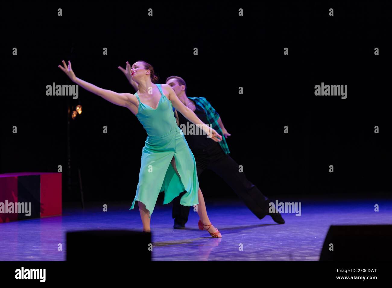 Dancers actors perform in the theater on stage in a dance show Stock ...