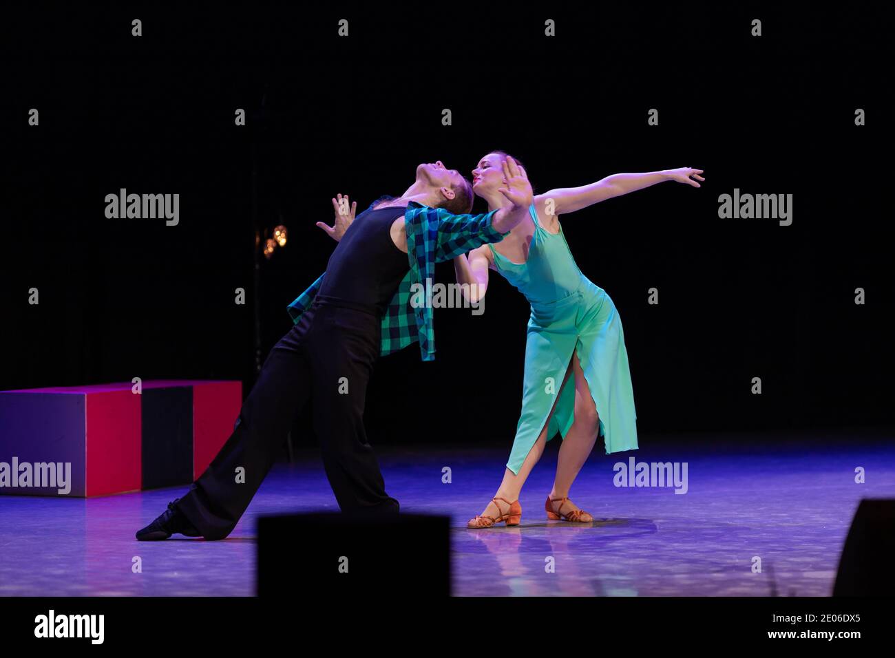 Dancers actors perform in the theater on stage in a dance show Stock ...