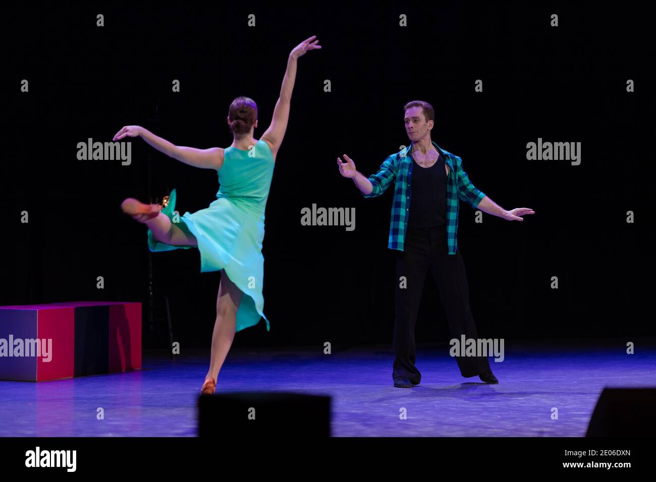 Dancers actors perform in the theater on stage in a dance show Stock ...