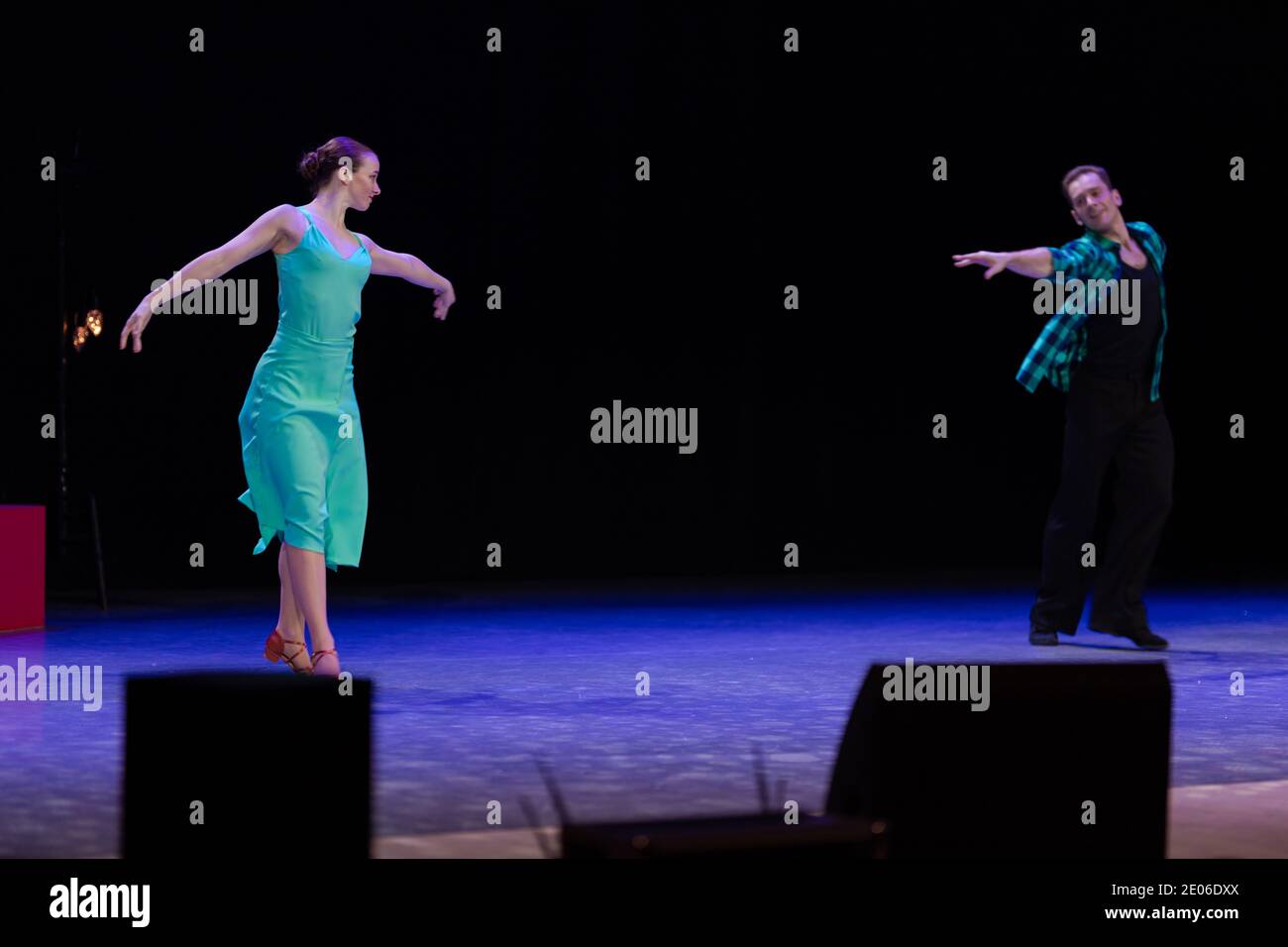 Dancers actors perform in the theater on stage in a dance show Stock ...