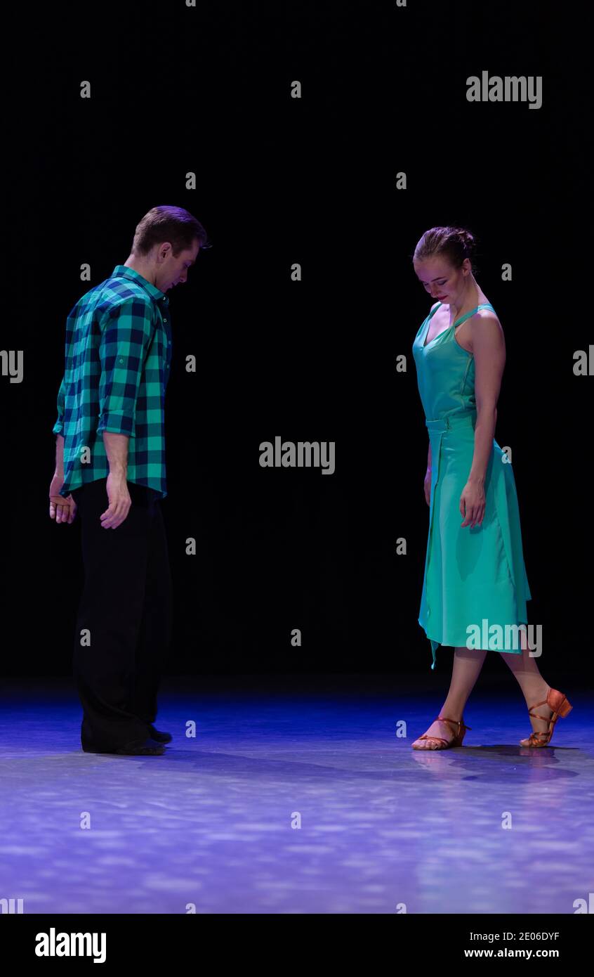 Dancers actors perform in the theater on stage in a dance show Stock ...