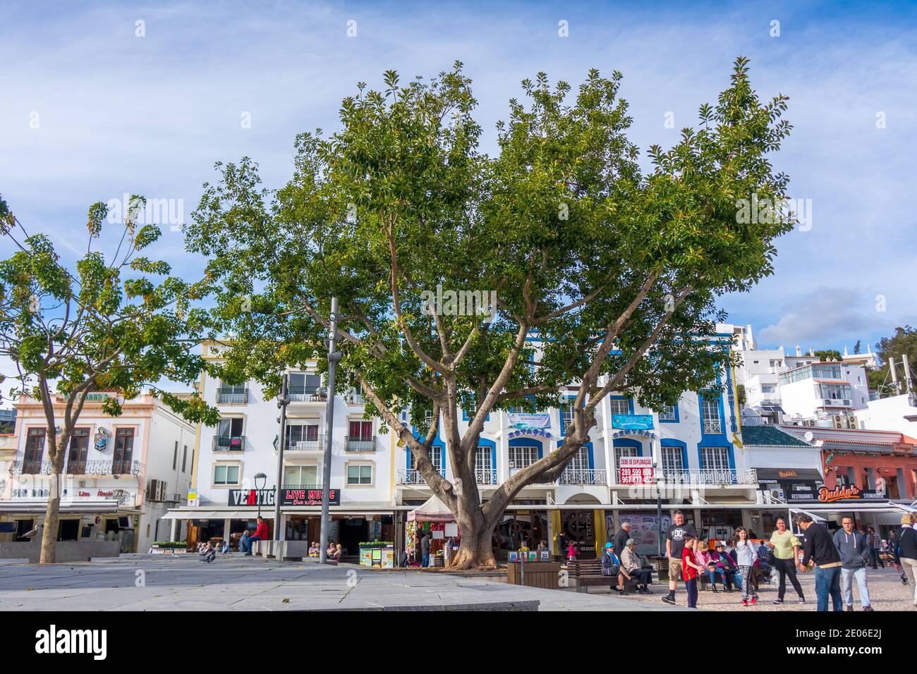 Shade tree albufiera old town square hi-res stock photography and ...