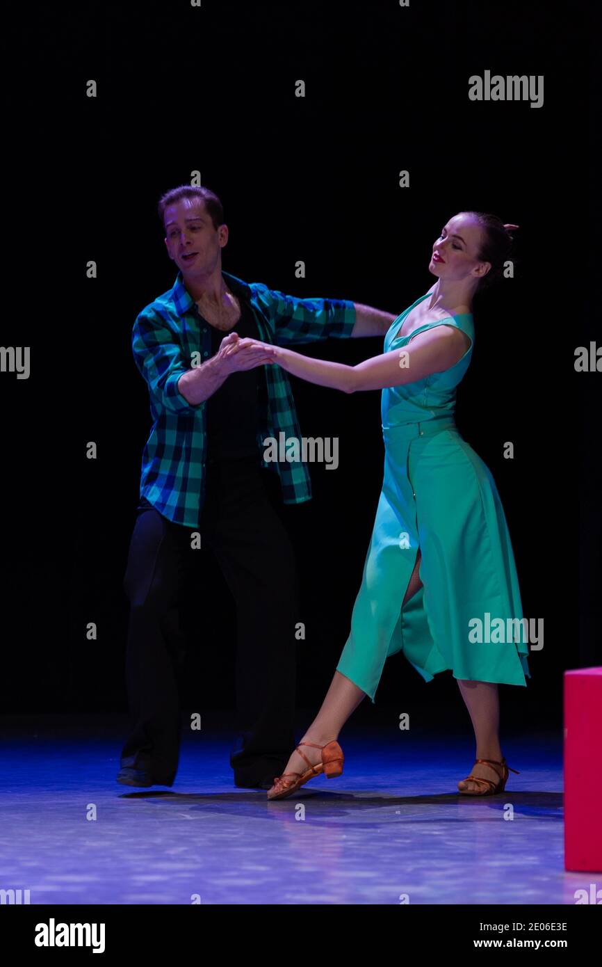 Dancers actors perform in the theater on stage in a dance show Stock ...