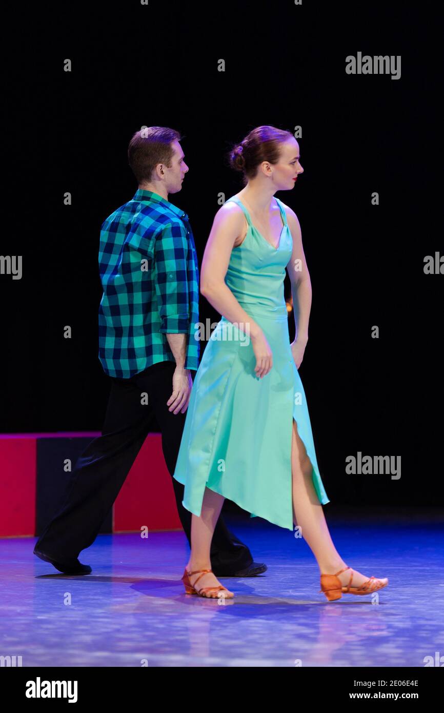 Dancers actors perform in the theater on stage in a dance show Stock ...