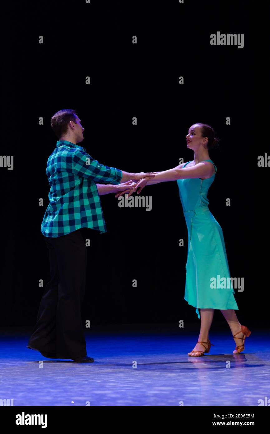 Dancers actors perform in the theater on stage in a dance show Stock ...