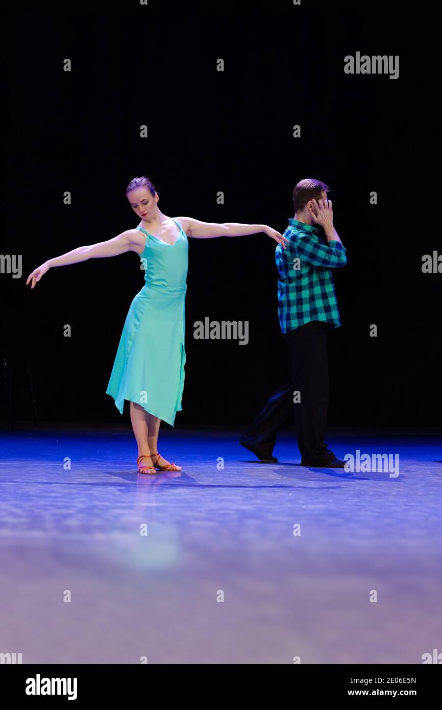 Dancers actors perform in the theater on stage in a dance show Stock ...