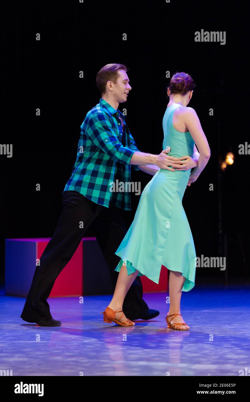 Dancers actors perform in the theater on stage in a dance show Stock ...