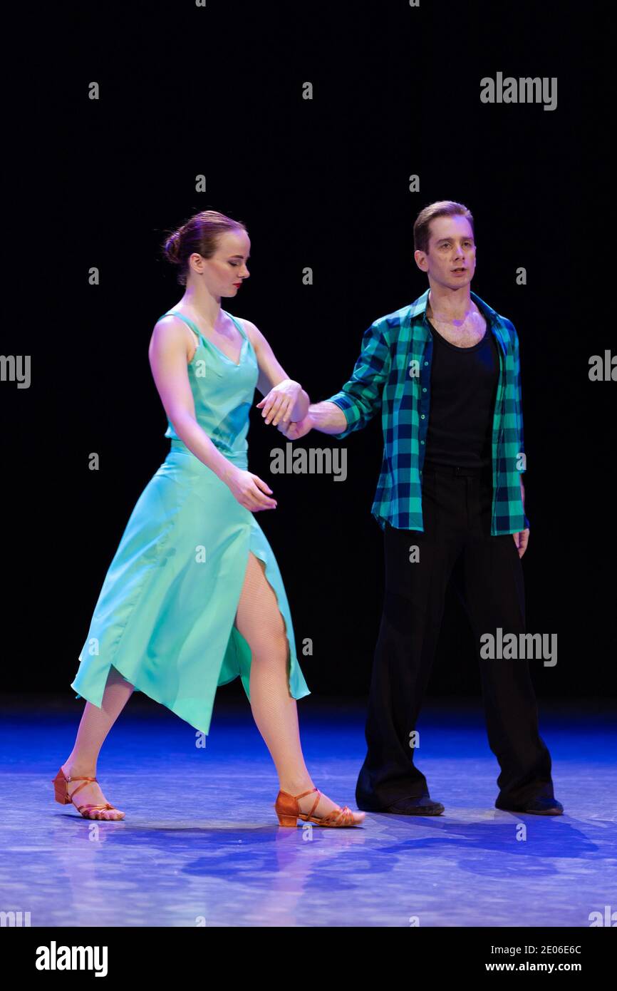 Dancers actors perform in the theater on stage in a dance show Stock ...