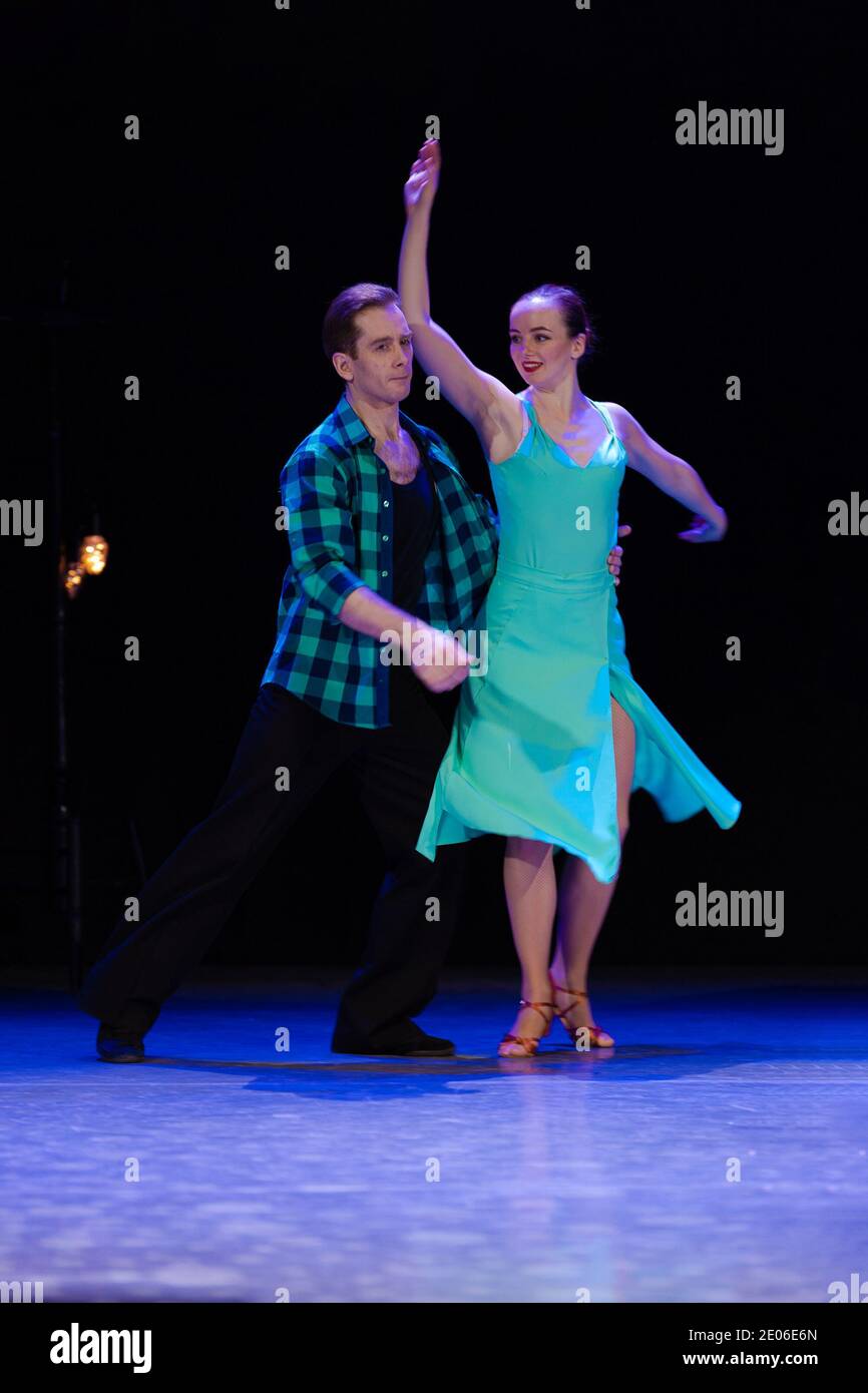 Dancers actors perform in the theater on stage in a dance show Stock ...