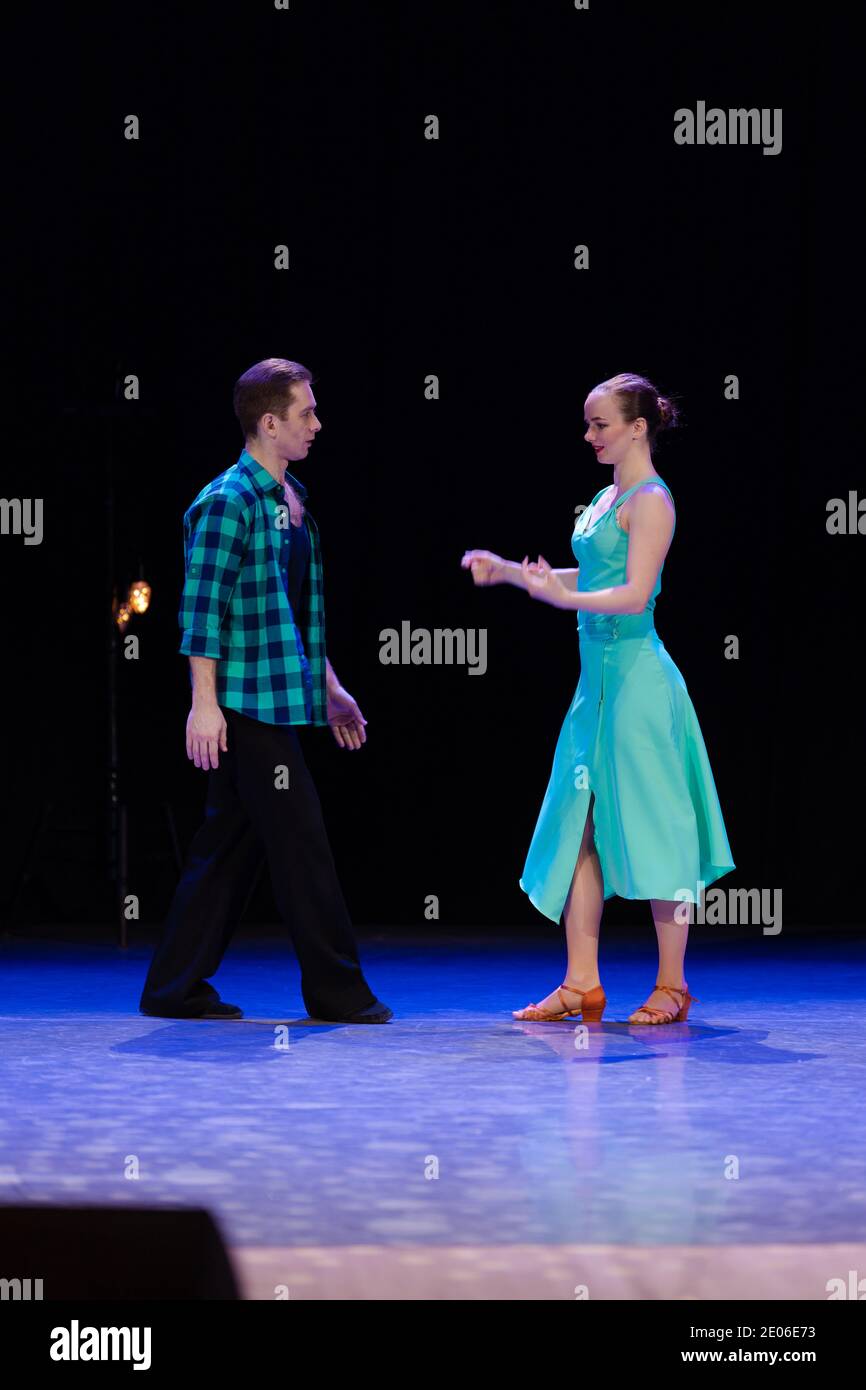 Dancer Actors perform on the theater stage in a dance show musical ...