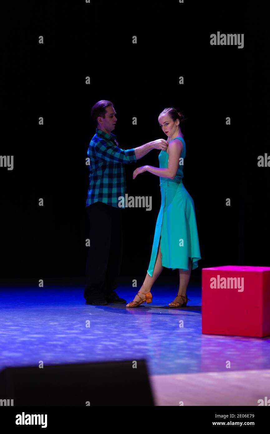 Dancers actors perform in the theater on stage in a dance show Stock ...