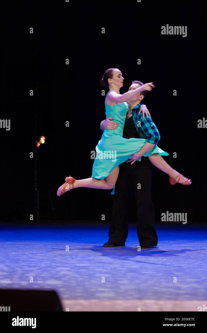 Dancers actors perform in the theater on stage in a dance show Stock ...