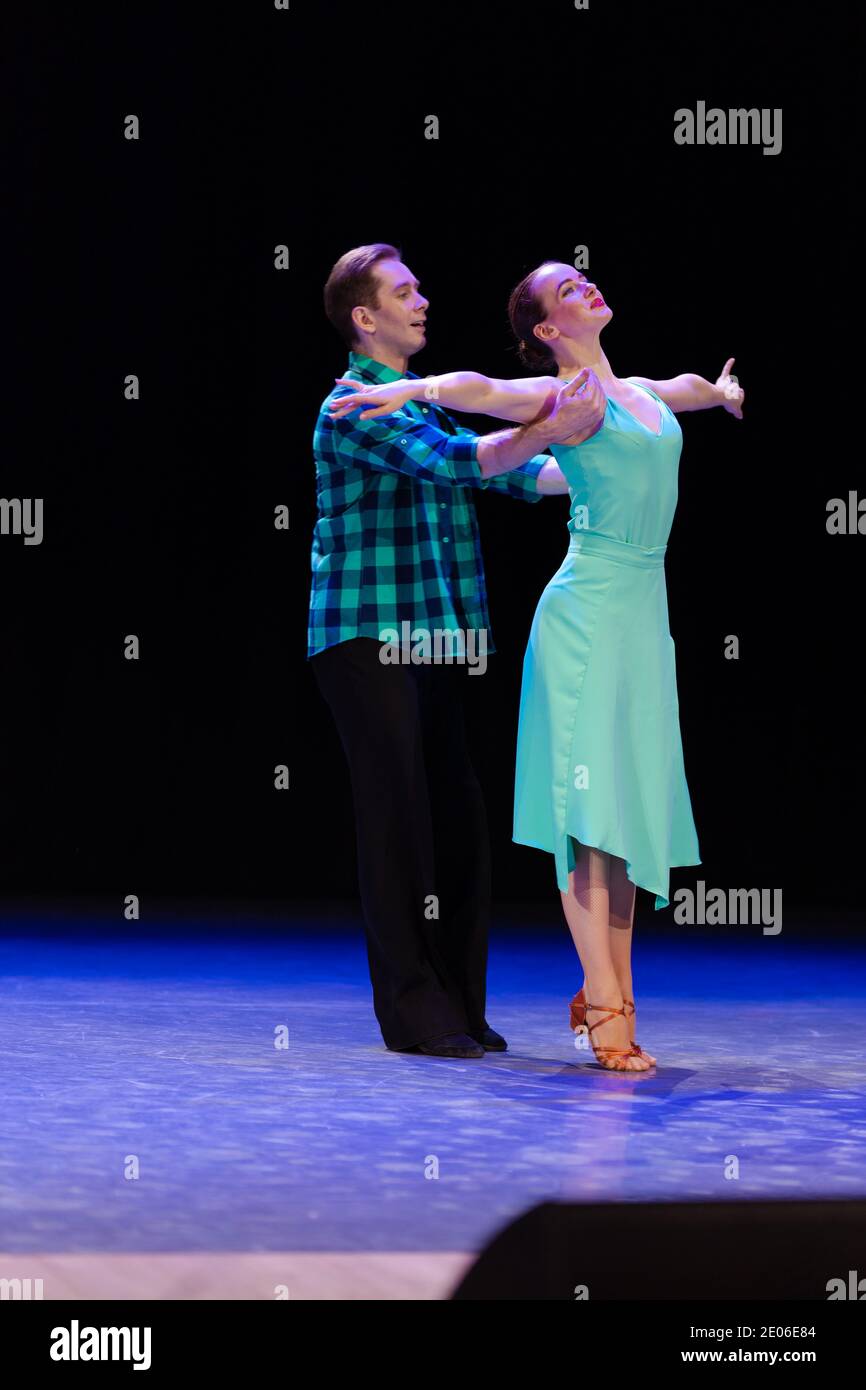 Dancers actors perform in the theater on stage in a dance show Stock ...