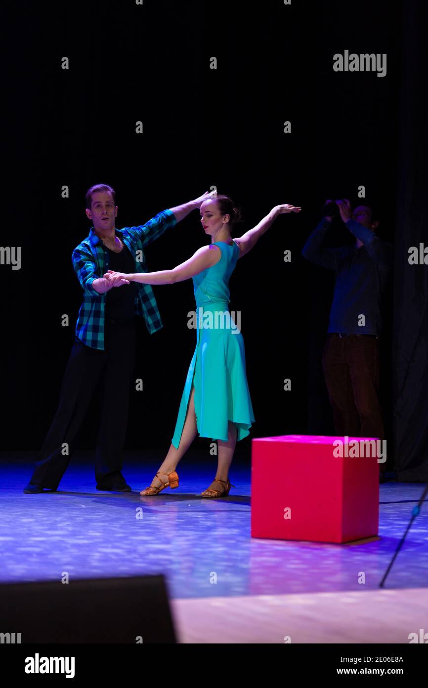 Dancers actors perform in the theater on stage in a dance show Stock ...