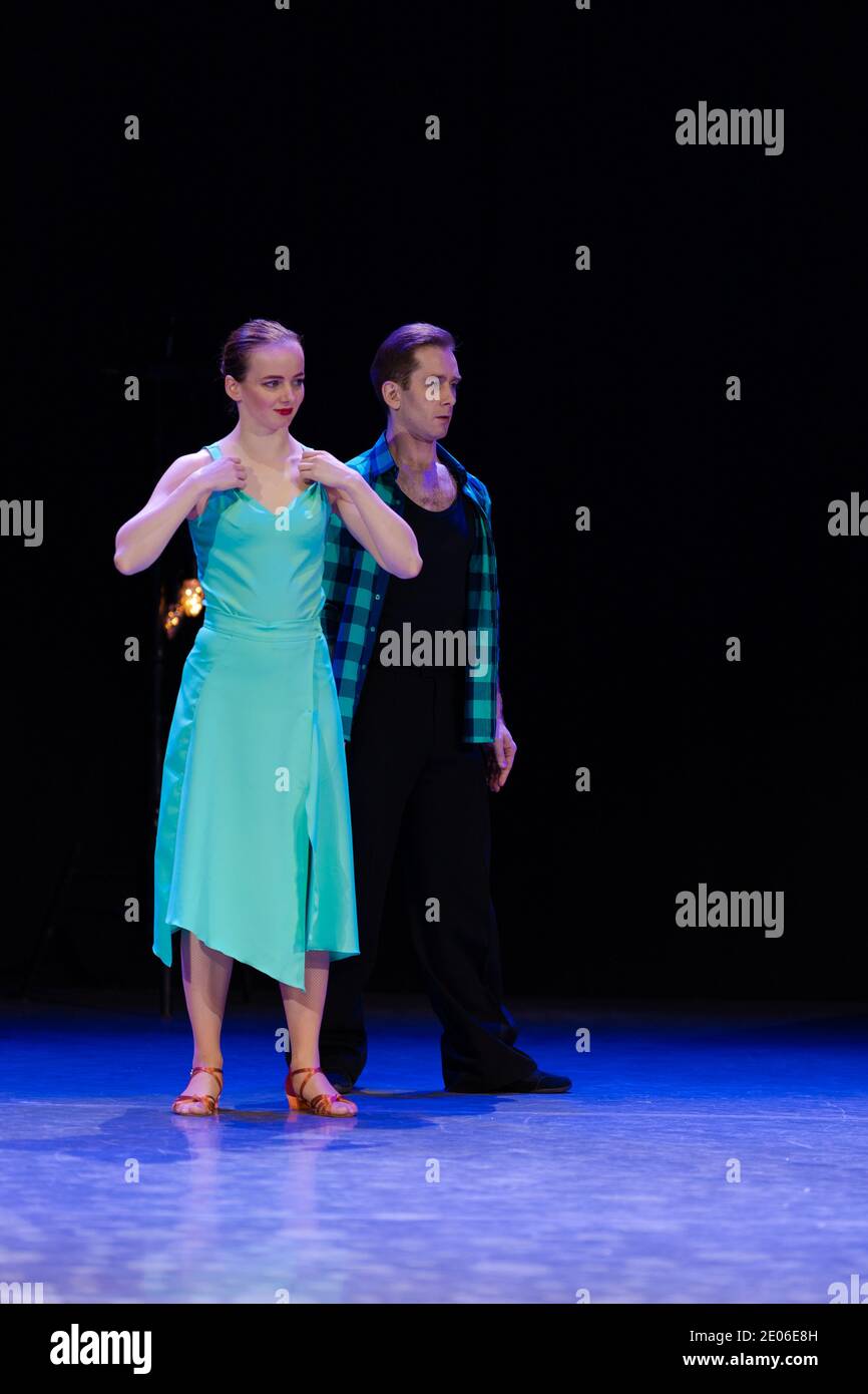 Dancers actors perform in the theater on stage in a dance show Stock ...