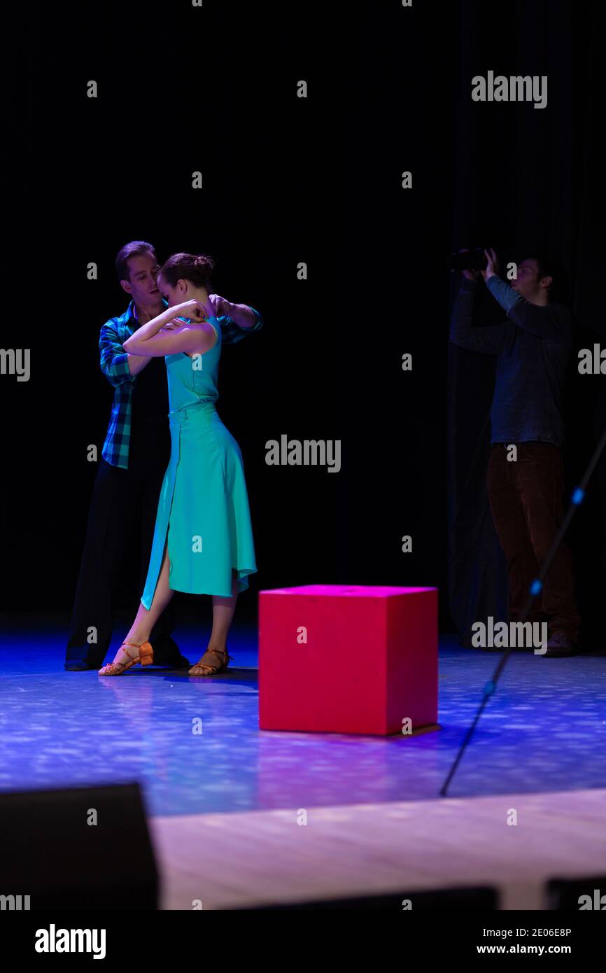 Dancers actors perform in the theater on stage in a dance show Stock ...
