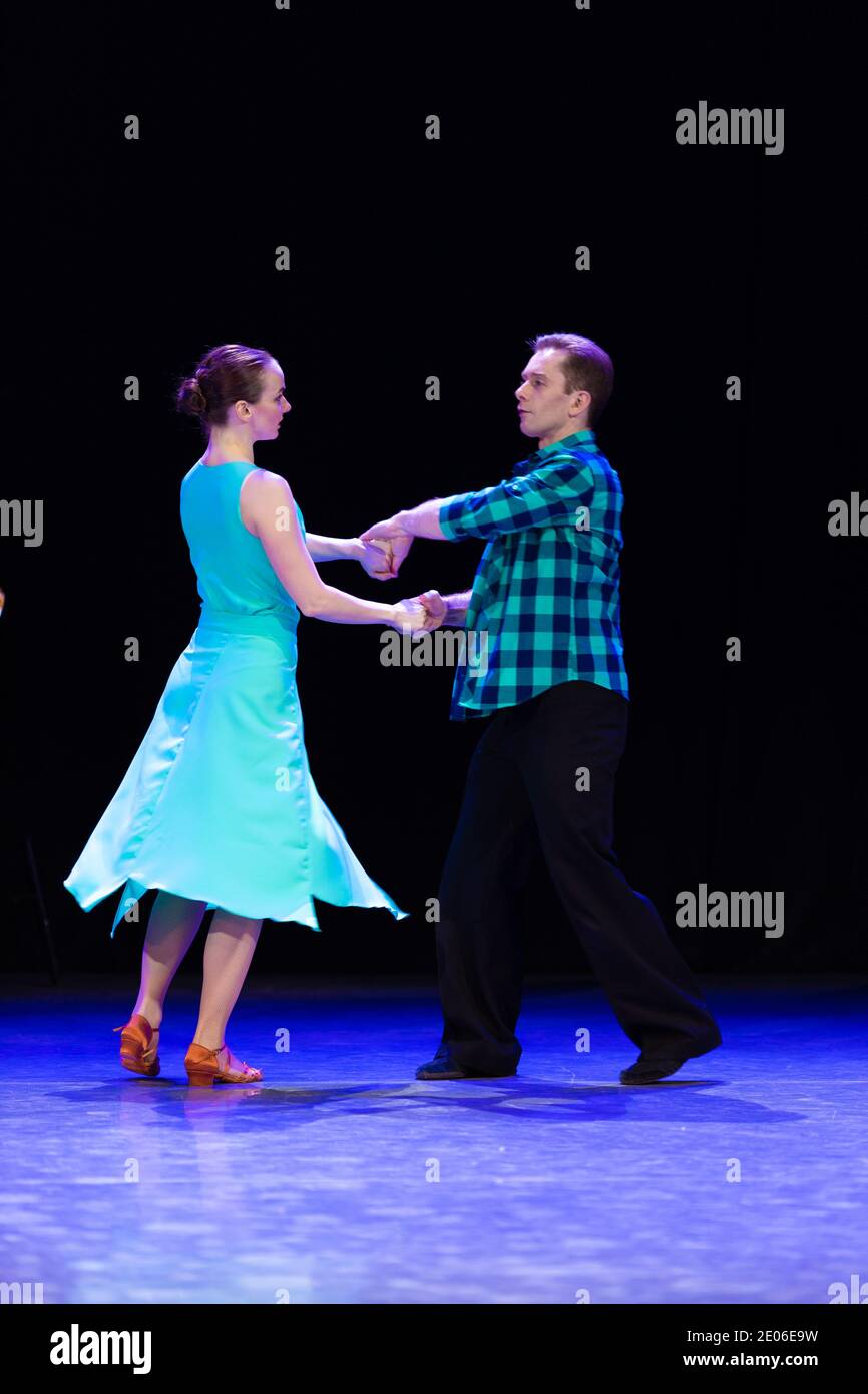 Dancers actors perform in the theater on stage in a dance show Stock ...