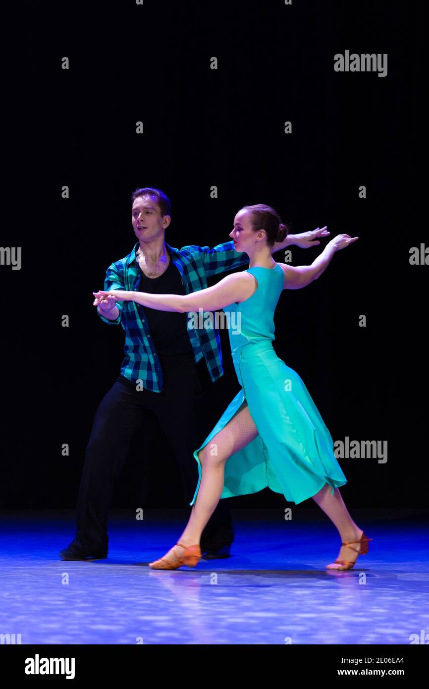 Dancers actors perform in the theater on stage in a dance show Stock ...