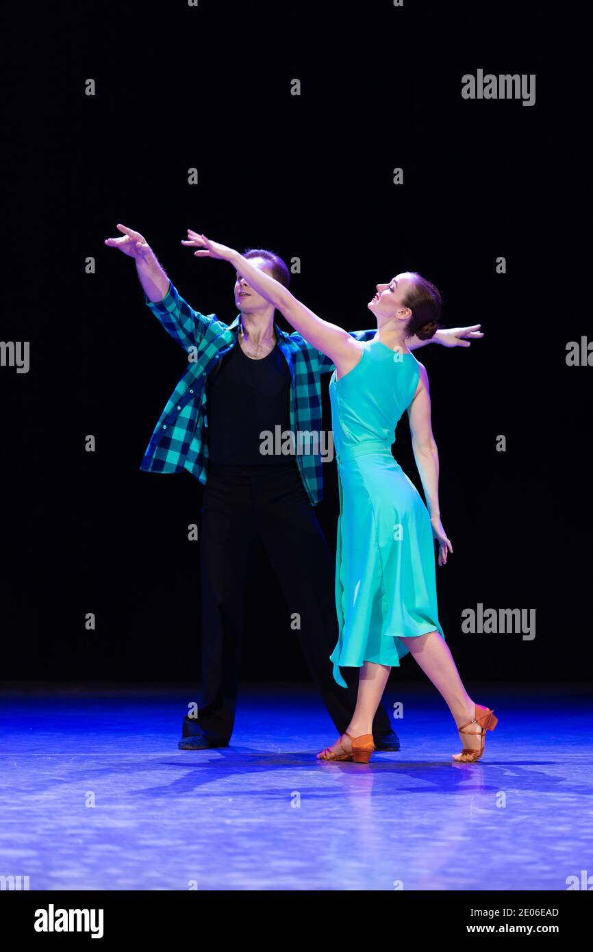 Dancers actors perform in the theater on stage in a dance show Stock ...