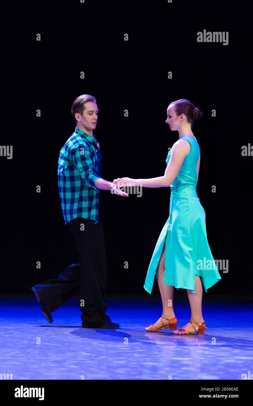 Dancers actors perform in the theater on stage in a dance show Stock ...