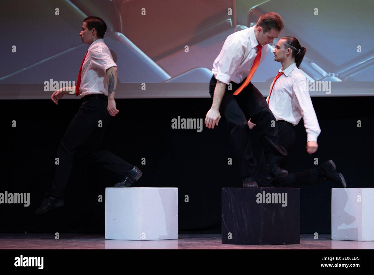 Dancer Actors perform on the theater stage in a dance show musical ...