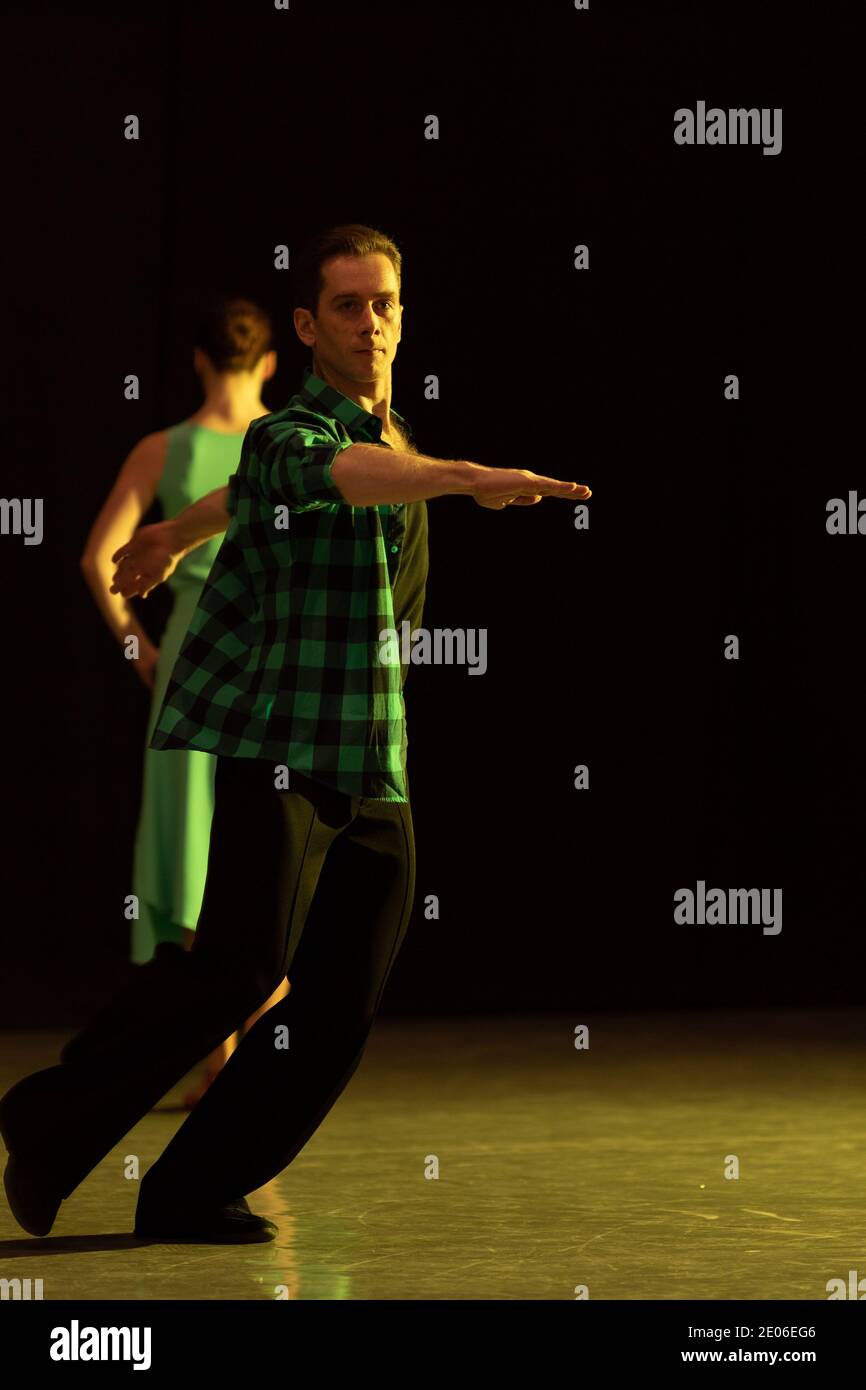 Dancer Actors perform on the theater stage in a dance show musical ...