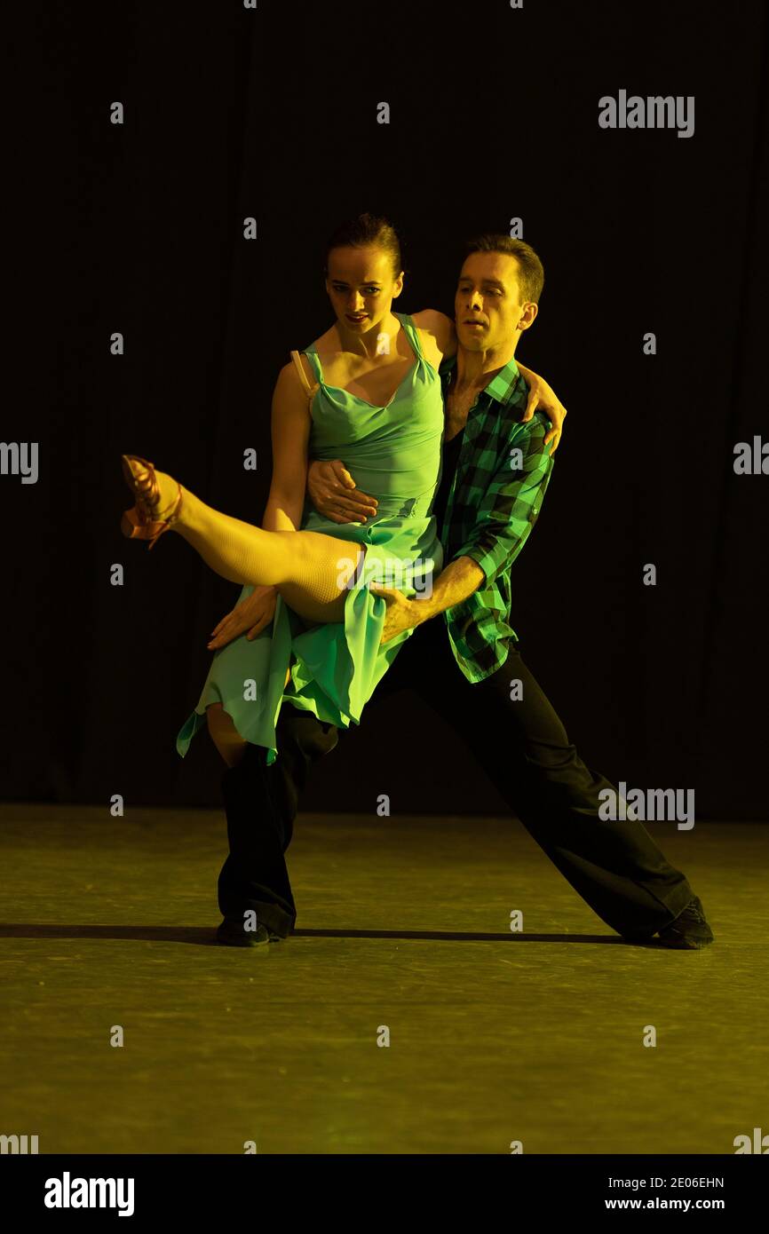 Dancer Actors perform on the theater stage in a dance show musical ...
